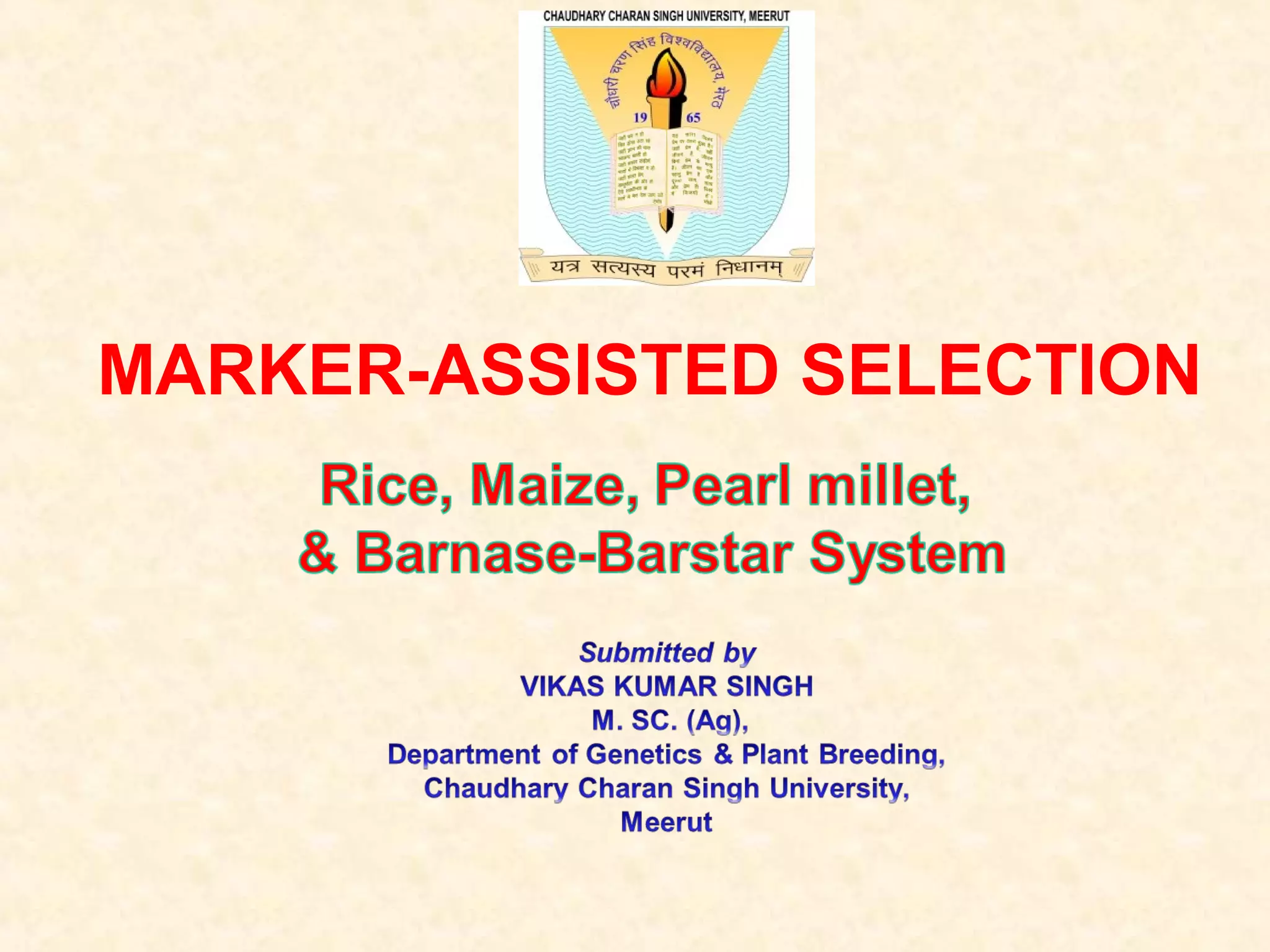 marker assisted selection | PPT