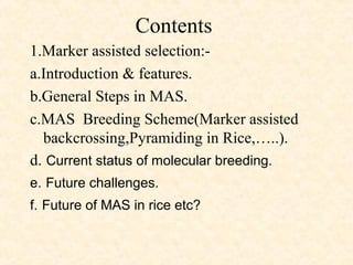 marker assisted selection | PPT | Genetics | Science