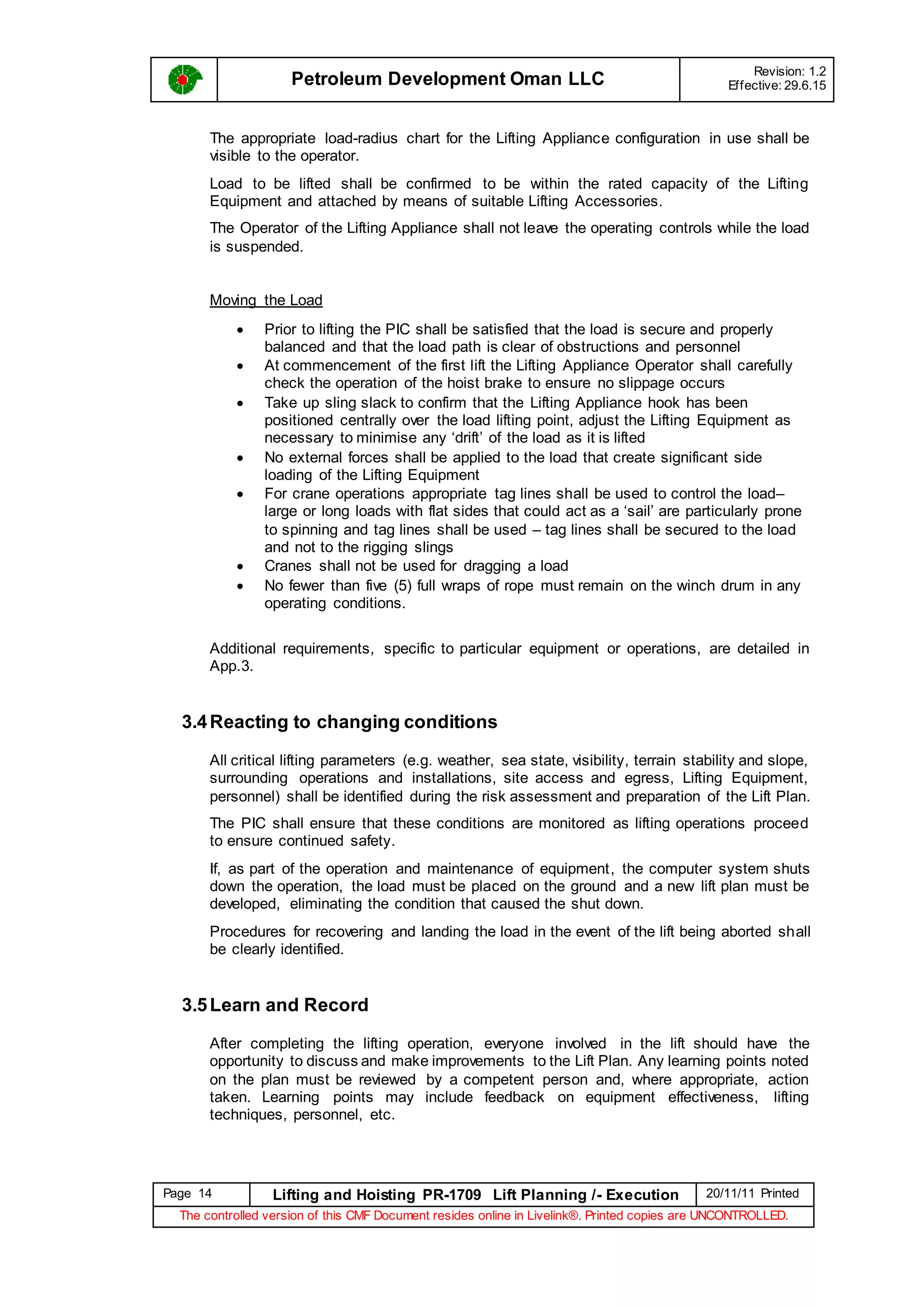 Pr 1709 - lifting and hoisting procedure lift planning execution | DOCX