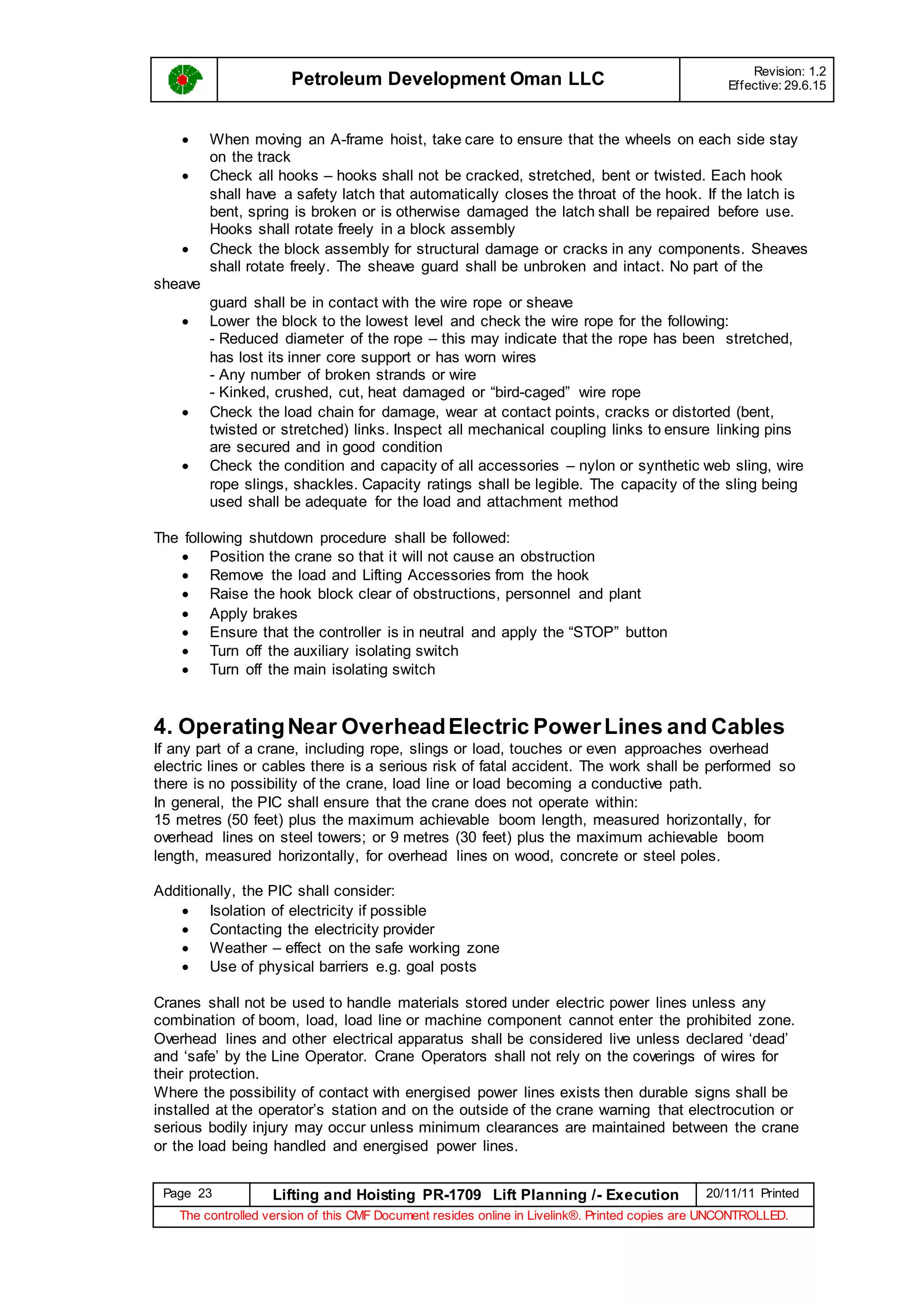 Pr 1709 - lifting and hoisting procedure lift planning execution | DOCX