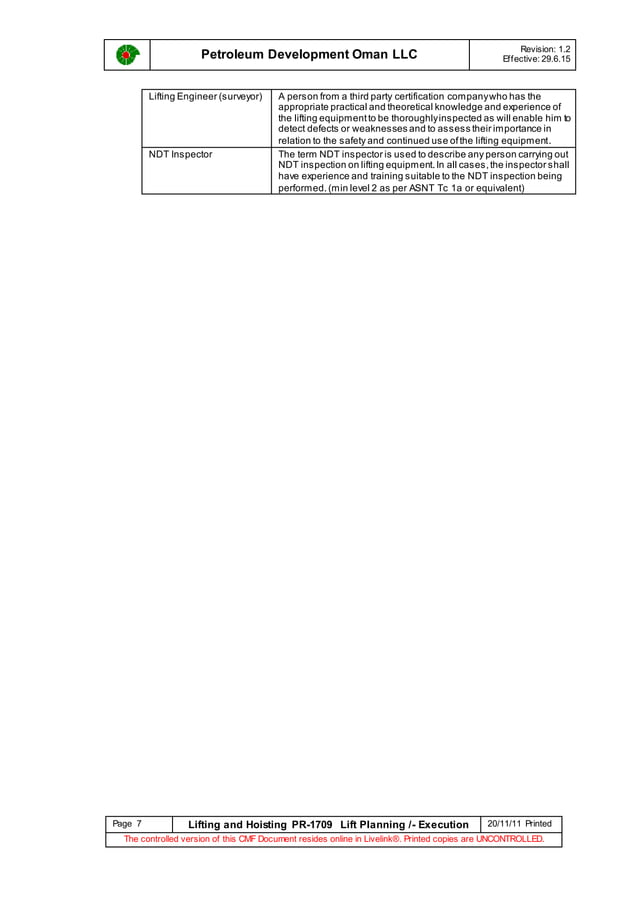 Pr 1709 - lifting and hoisting procedure lift planning execution | DOCX ...