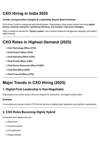 CXO Hiring in India 2025: Leadership Trends, Compensation Shifts & Best ...