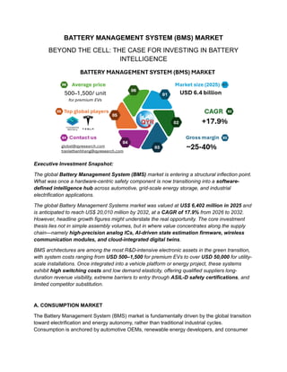 Global Battery Management System Market: Why Battery Management Systems ...