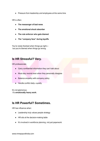 HR Looks Glamorous — Until You’re Doing the Job | PDF