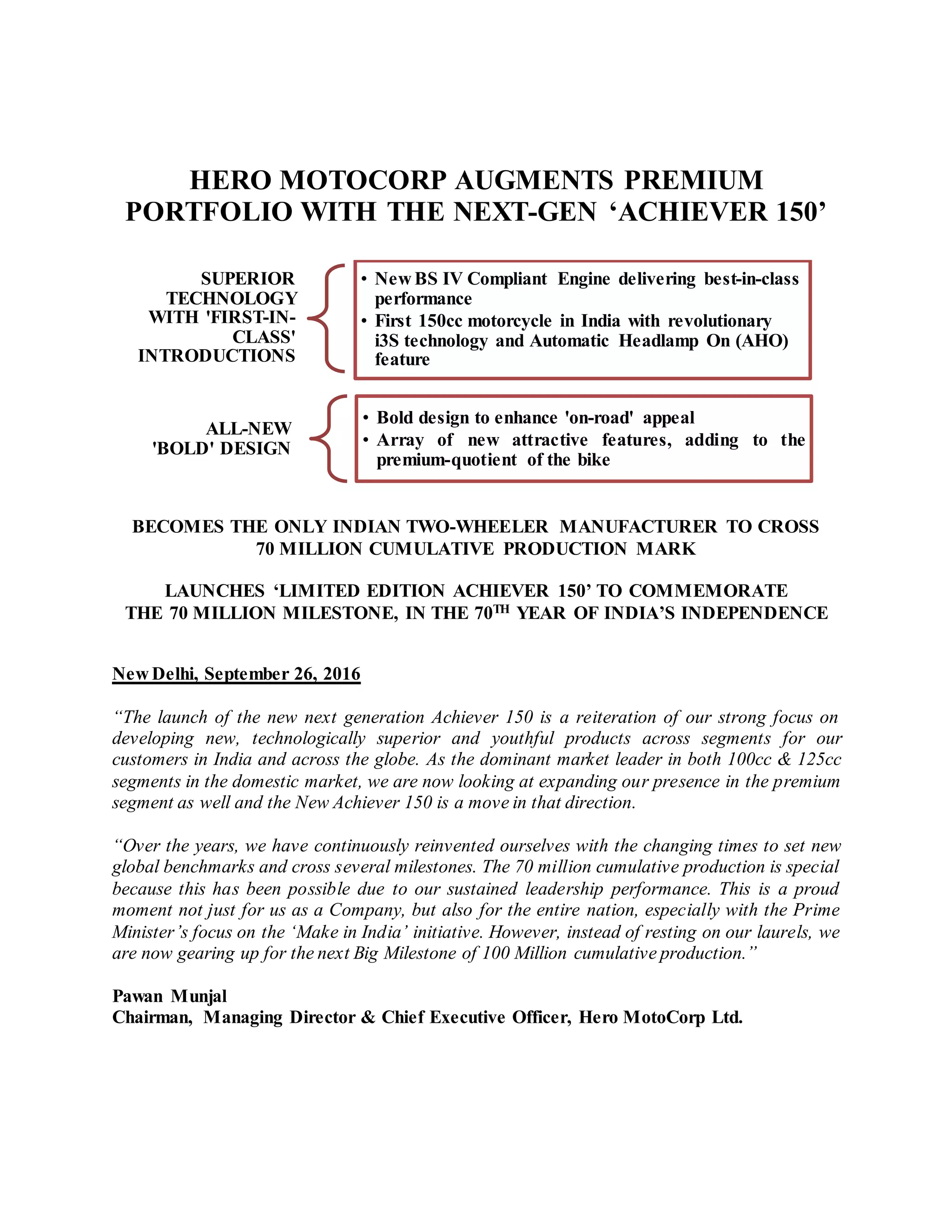 Hero Achiever Launch - Press Release | DOCX