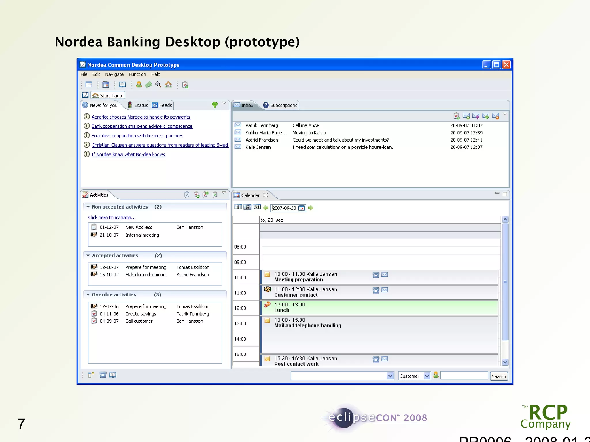 EclipseCon '08 - Lessons Learned from an Enterprise RCP Application | PPT