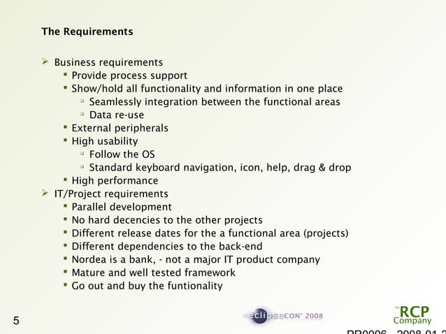 Eclipsecon 08 Lessons Learned From An Enterprise Rcp Application Ppt