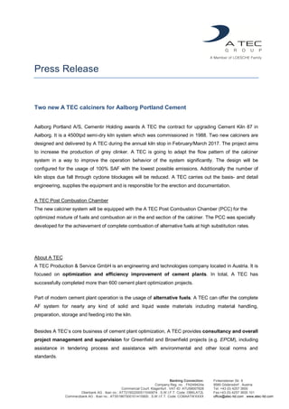 Two new A TEC calciners for Aalborg Portland Cement | PDF