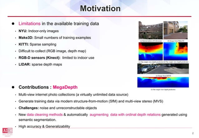 PR098: MegaDepth: Learning Single-View Depth Prediction from Internet Photos | PPTX | 3-D ...