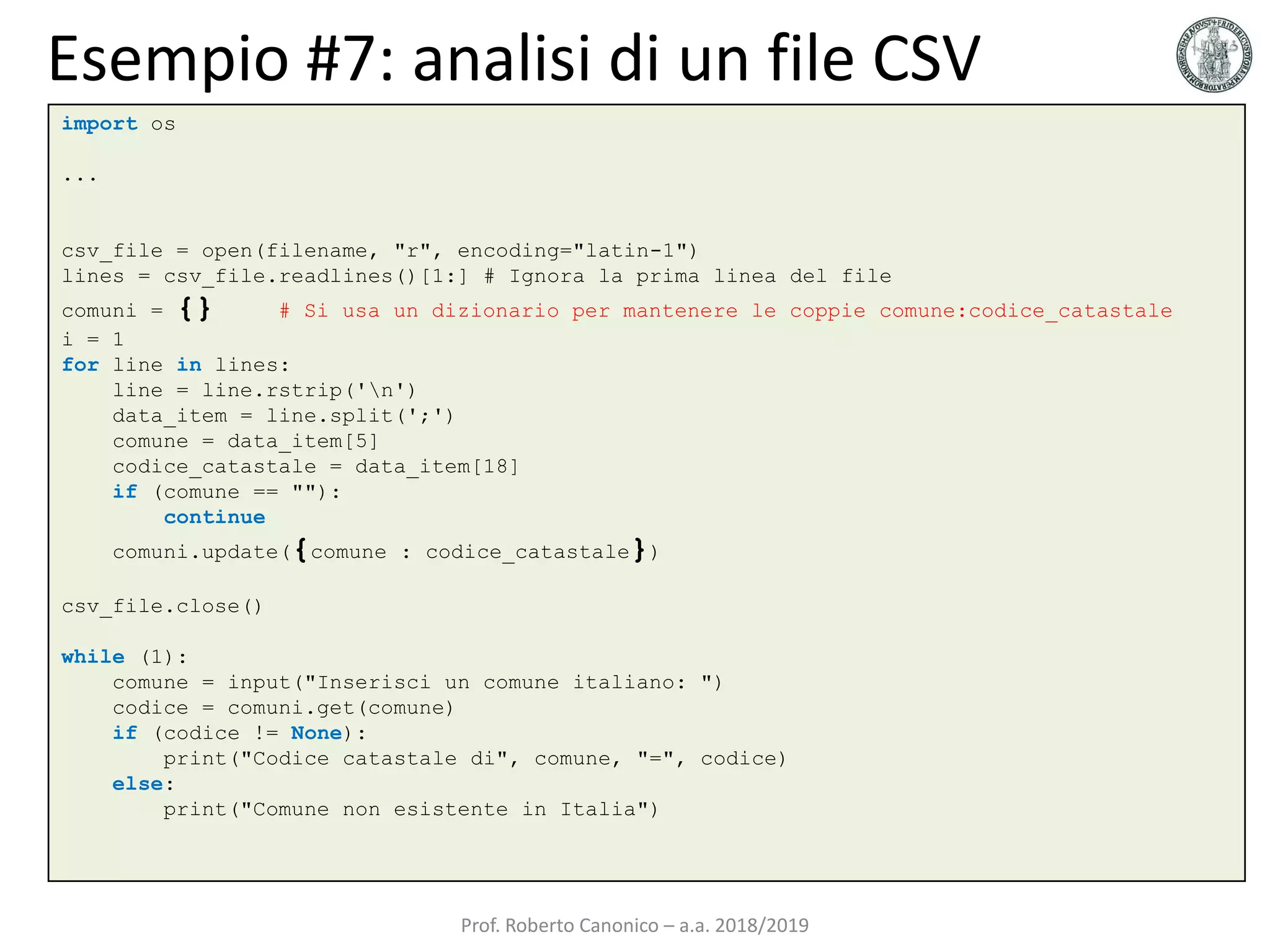 Python@Unina - Exercises | PPT