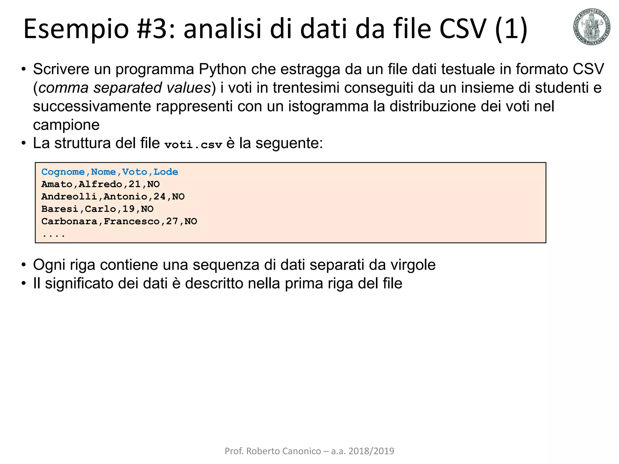 Python@Unina - Exercises | PPT