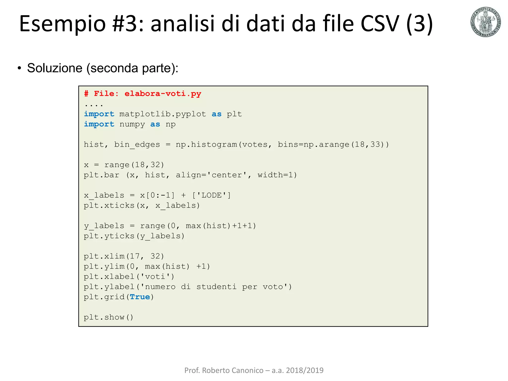 Python@Unina - Exercises | PPT