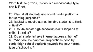 PR1-Quiz Reviewer for Senior Highschools | PPTX