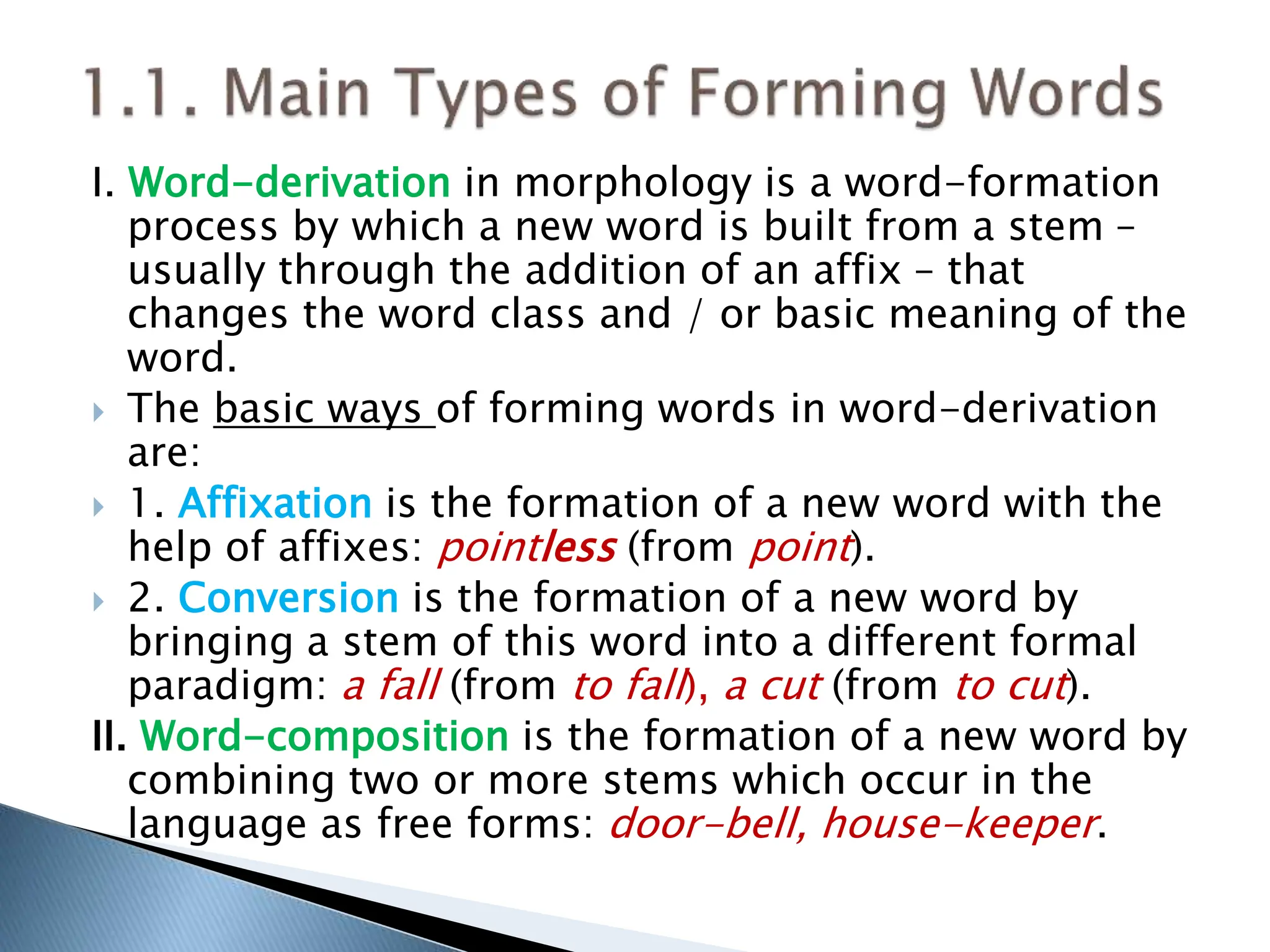 Types of Forming Words (Affiation, Suffi | PPT
