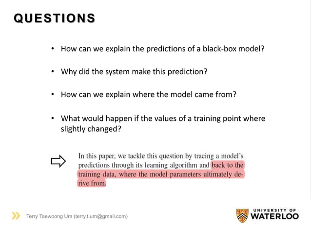 Understanding Black-box Predictions via Influence Functions (2017) | PPT