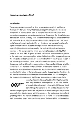Pr1 how do we analyse film | DOCX | Movies | Entertainment