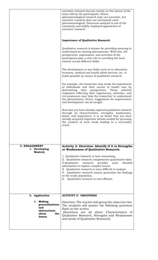 PR1 LESSON PLAN 4 PDF RESEARCH TOPIC IMPORTANCE OF RESEARCH | PDF