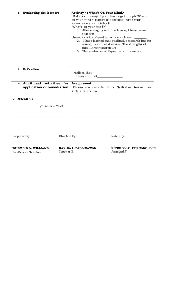 PR1 LESSON PLAN 4 PDF RESEARCH TOPIC IMPORTANCE OF RESEARCH | PDF | Educational Assessment ...