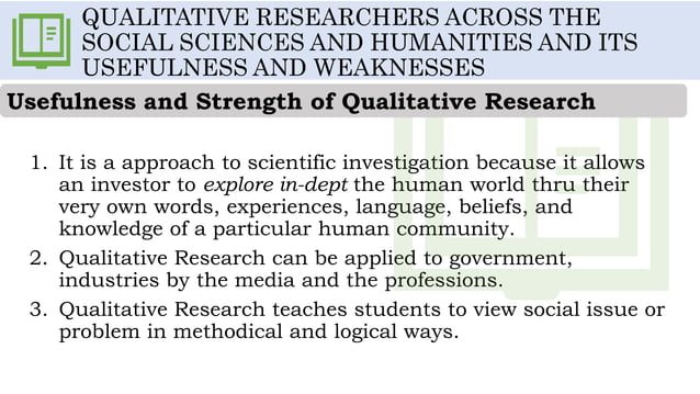 SHS G11_QUALITATIVE RESEARCH CHAPTER 2 LESSON 1.pptx | Education