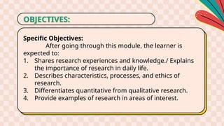 Practical Research 1 (week 1) Importance of Research .pptx