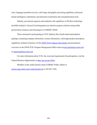 Tactical Cloud Integration Lab- Industry Day | PDF