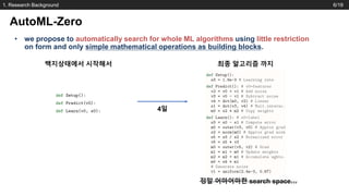 PR-232: AutoML-Zero:Evolving Machine Learning Algorithms From Scratch | PPT