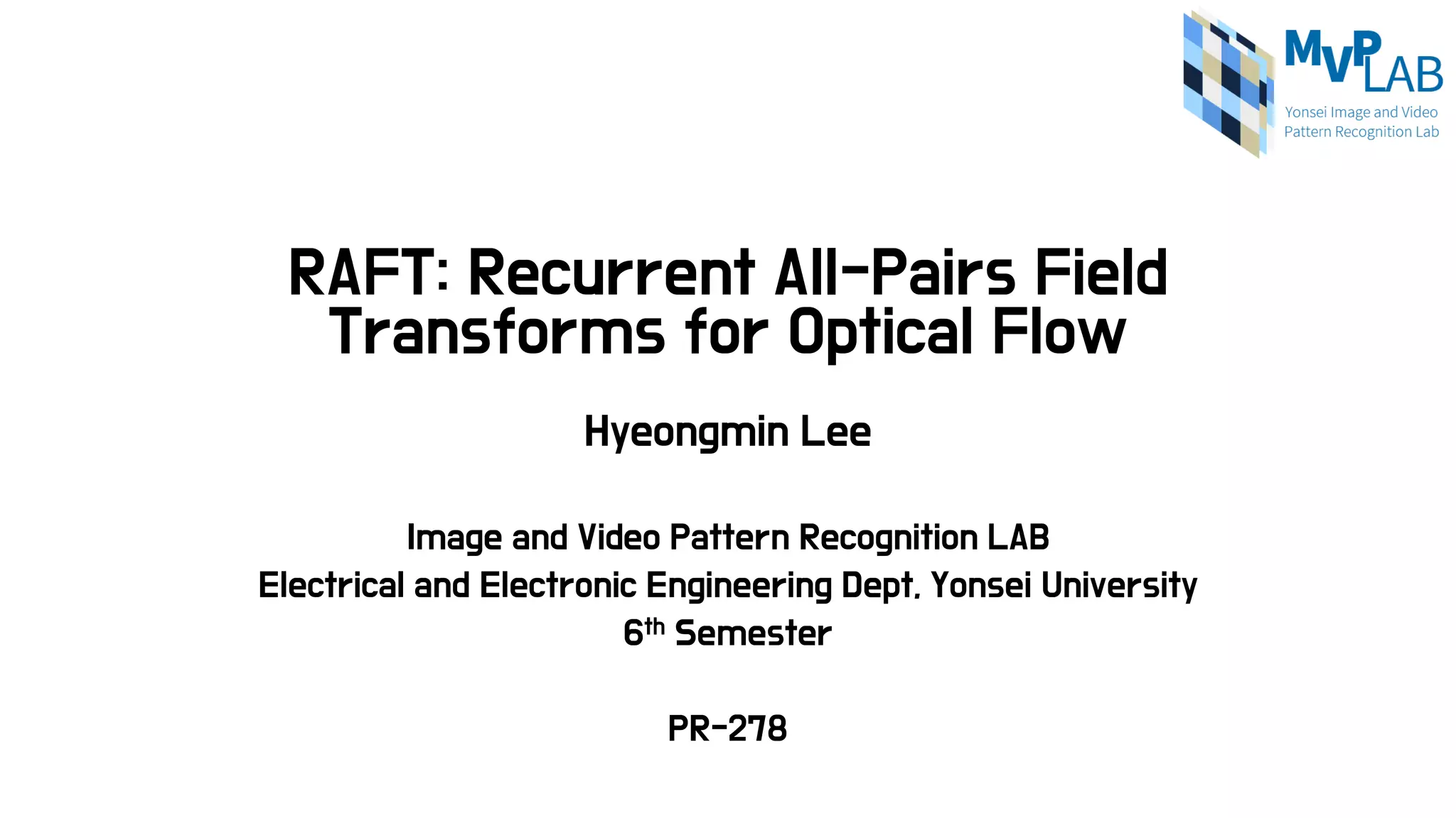 PR-278: RAFT: Recurrent All-Pairs Field Transforms for Optical Flow | PDF
