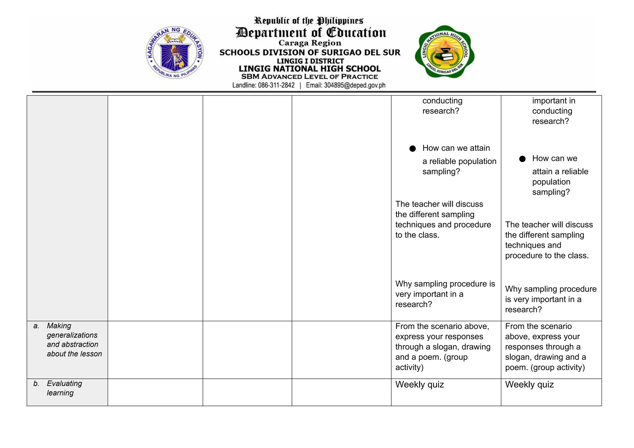 practical research 2,week 1.sample lesson plan | DOCX