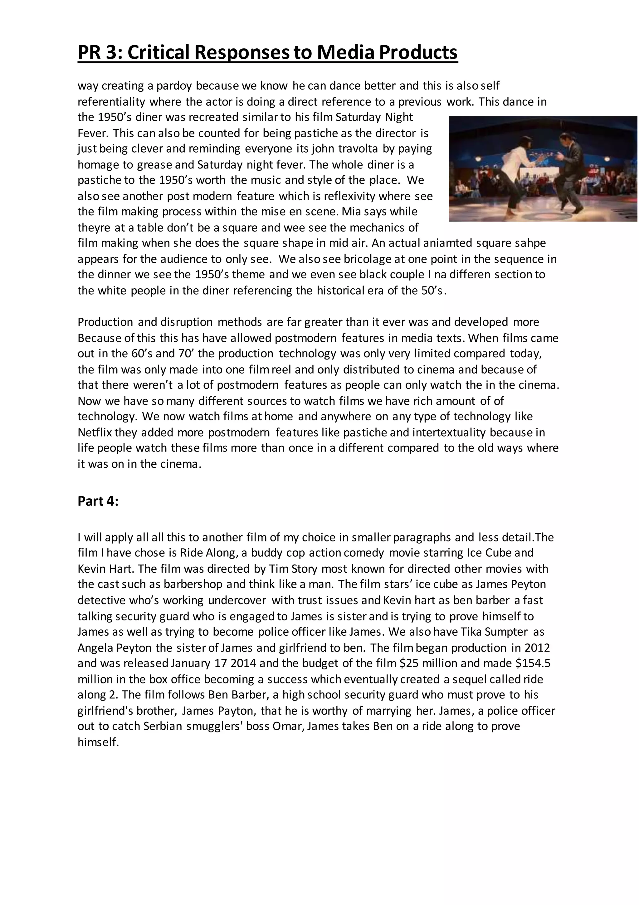 Pr 3 critical responses | DOCX | Movies | Entertainment