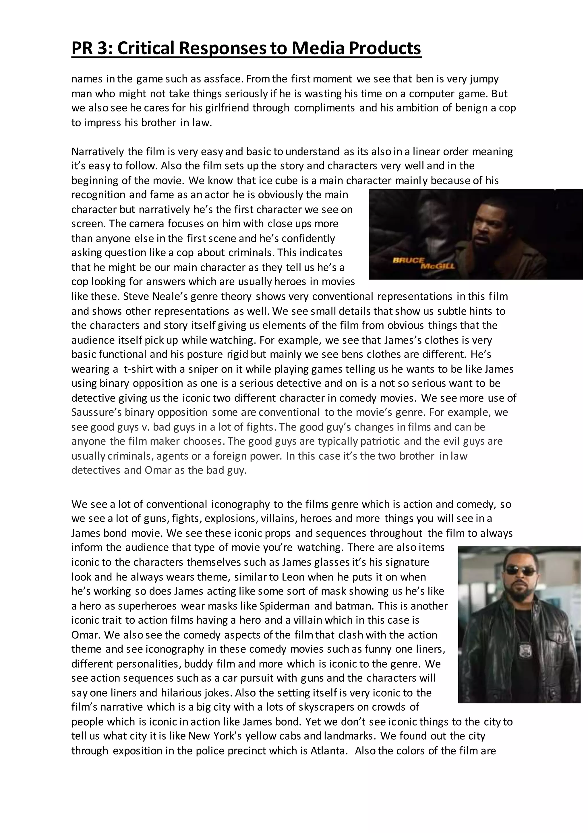 Pr 3 critical responses | DOCX | Movies | Entertainment