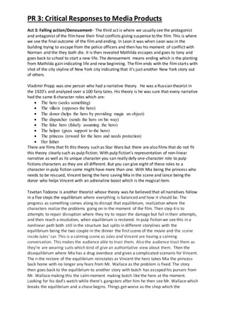 Pr 3 critical responses | DOCX | Movies | Entertainment