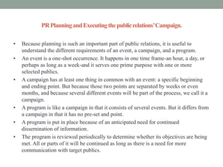 PR planning and Executing the Public relations campaign | PPTX