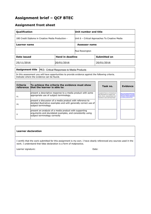 PR3 - Front Sheet | DOC