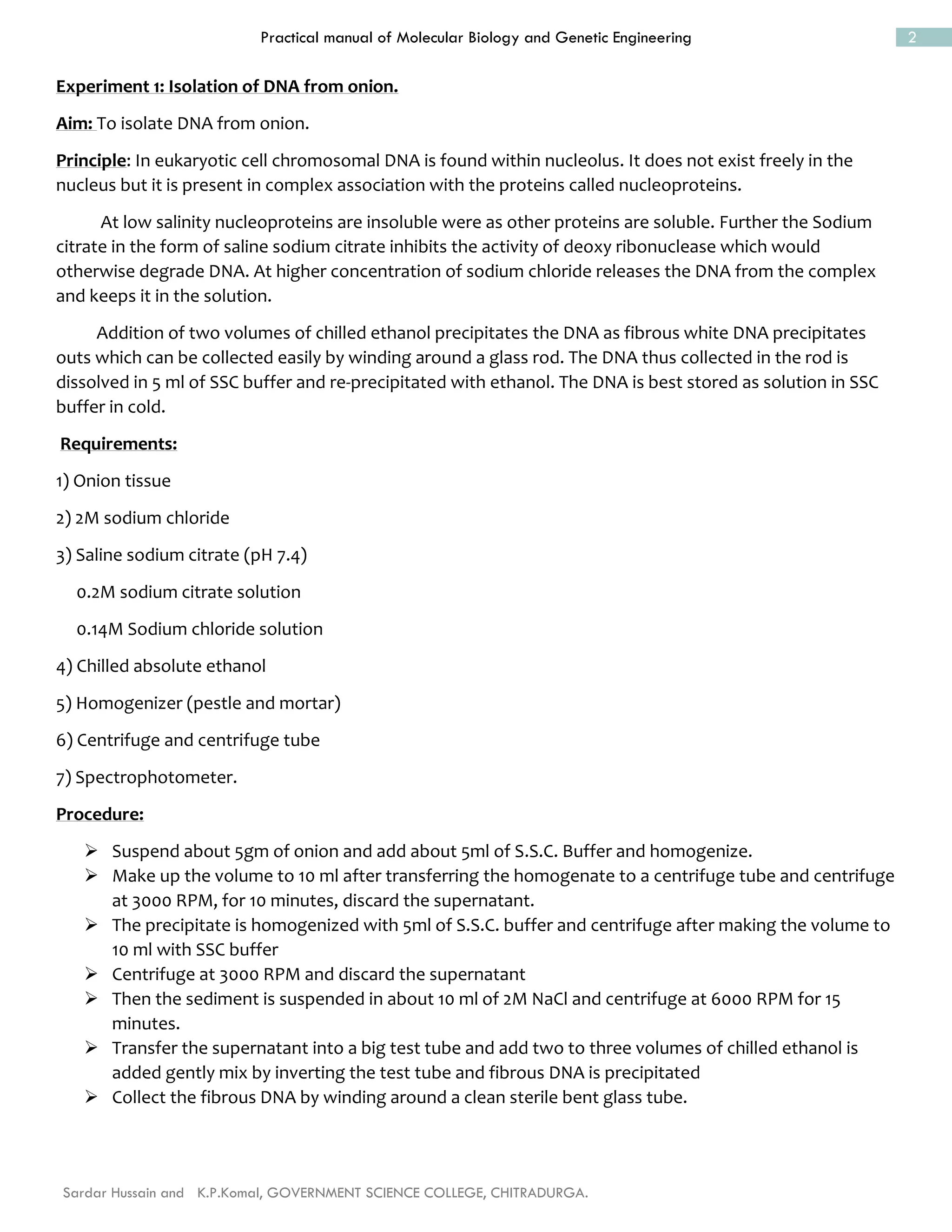 practical manual on molecular biology and genetic engineering,recombinant DNA TECHNOLOGY | PDF