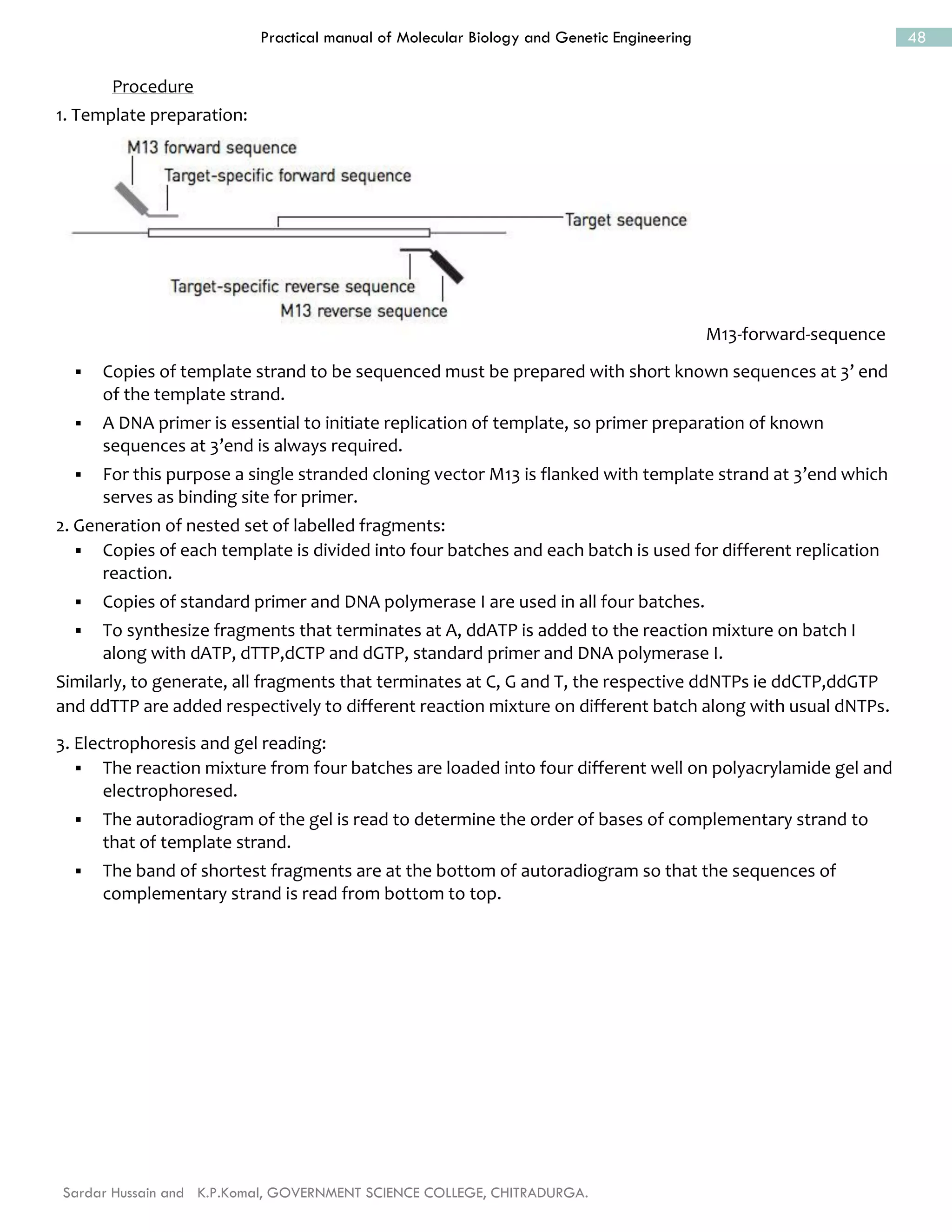 practical manual on molecular biology and genetic engineering,recombinant DNA TECHNOLOGY | PDF