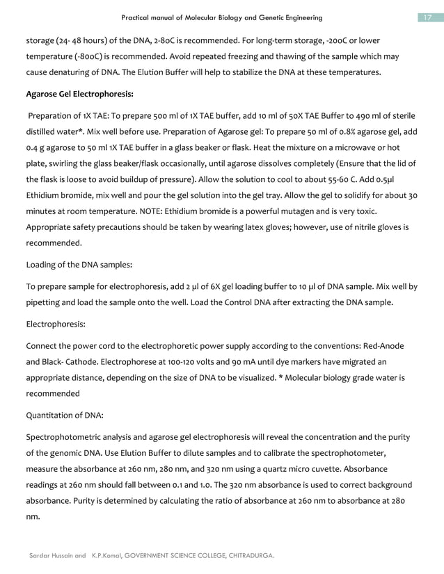 practical manual on molecular biology and genetic engineering,recombinant DNA TECHNOLOGY | PDF