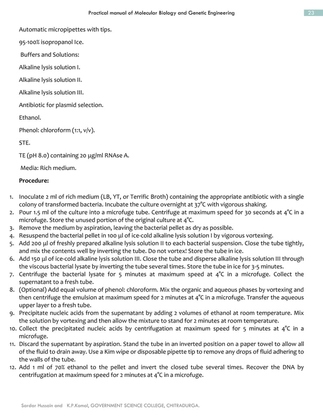 practical manual on molecular biology and genetic engineering ...