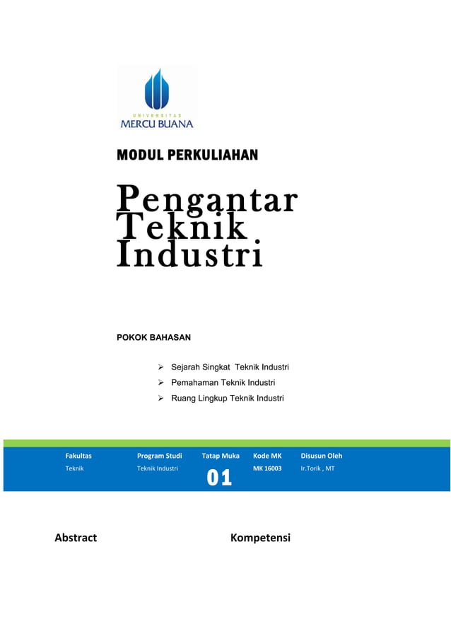 01. Sejarah, Tokoh, dan Konsep Teknik Industri | DOC