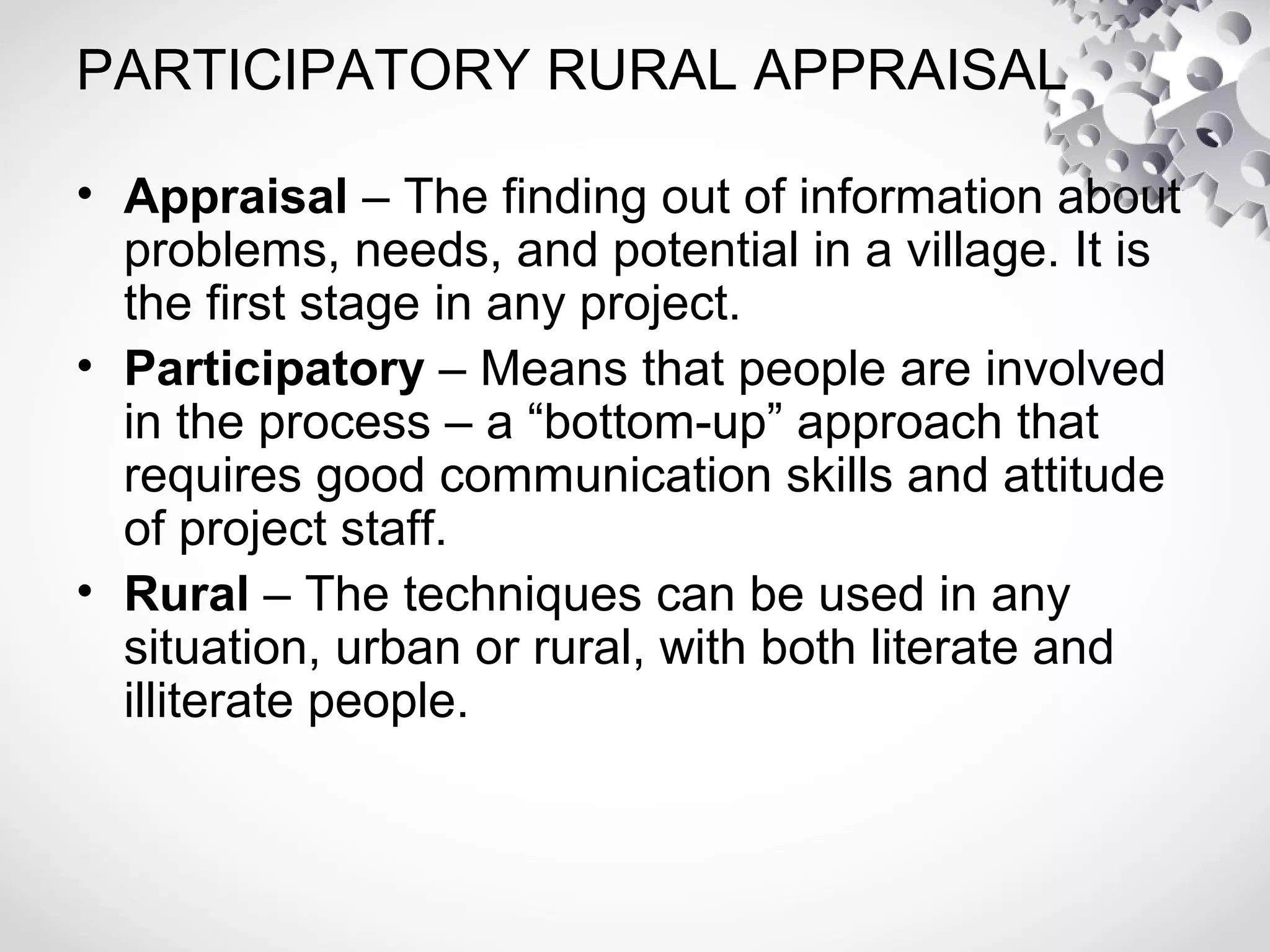 Participatory rural appraisal | PPT