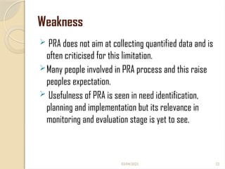 PRA/PLA Technique for Collection of Qualitative Information with ...