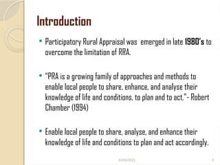 PRA/PLA Technique for Collection of Qualitative Information with ...