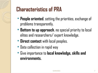 PRA/PLA Technique for Collection of Qualitative Information with ...