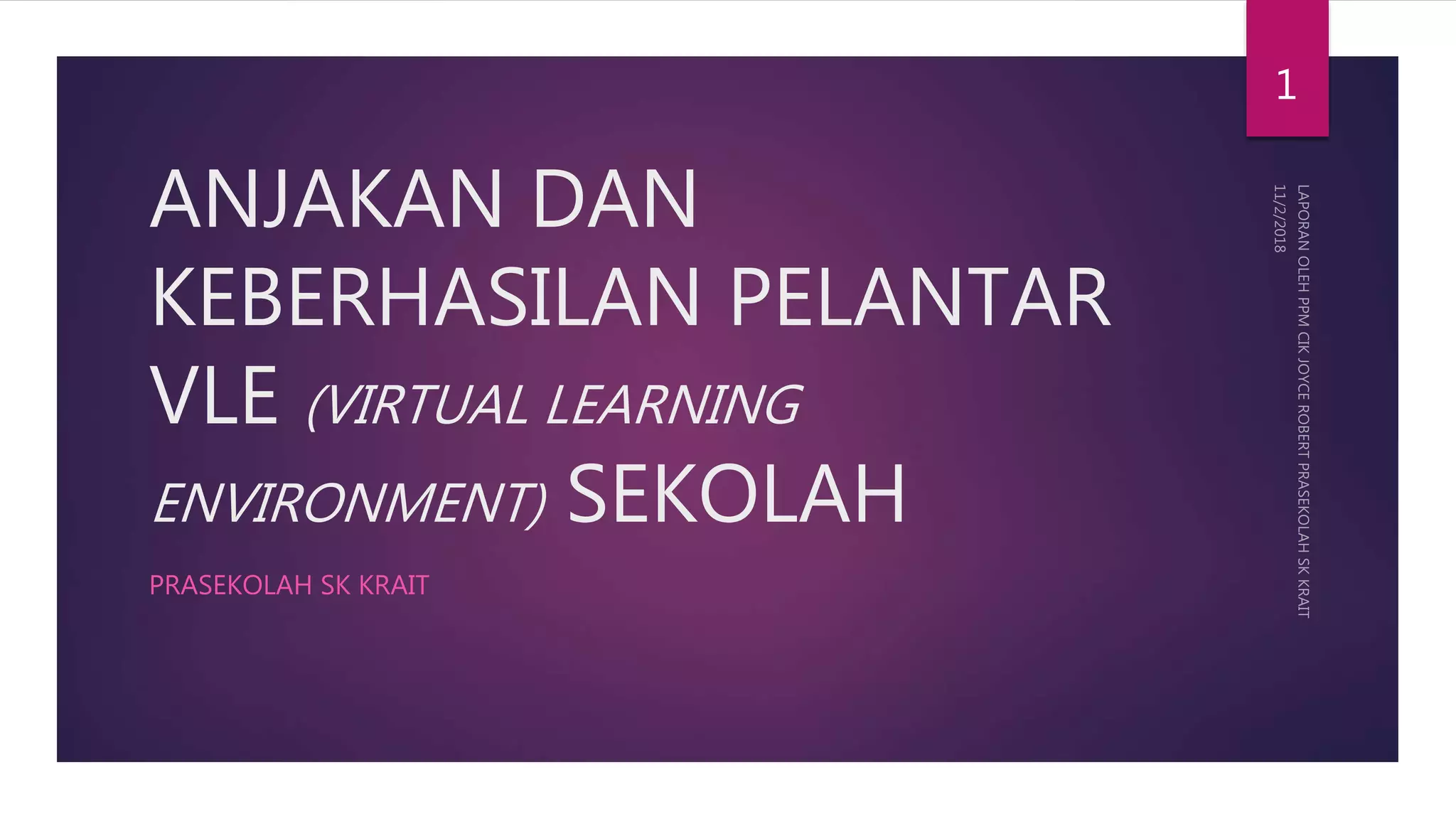 ANJAKAN DAN KEBERHASILAN PELANTAR VLE (VIRTUAL LEARNING ENVIRONMENT) SEKOLAH | PPTX