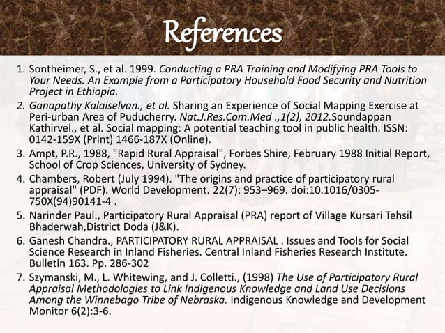 Participatory Rural Appraisal | PPTX | Geography | Science