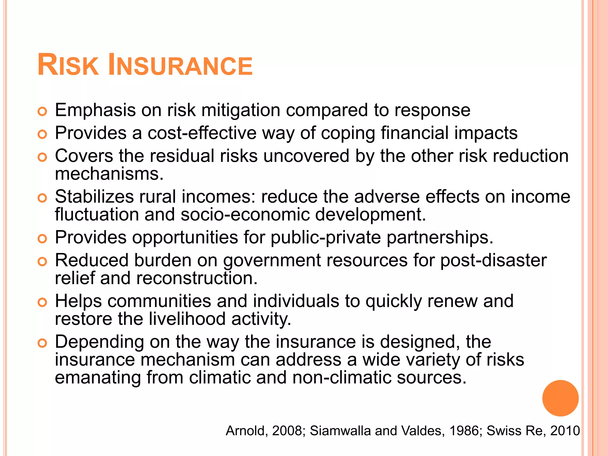 Promoting Climate Risk Reduction through Risk Insurance | PPTX