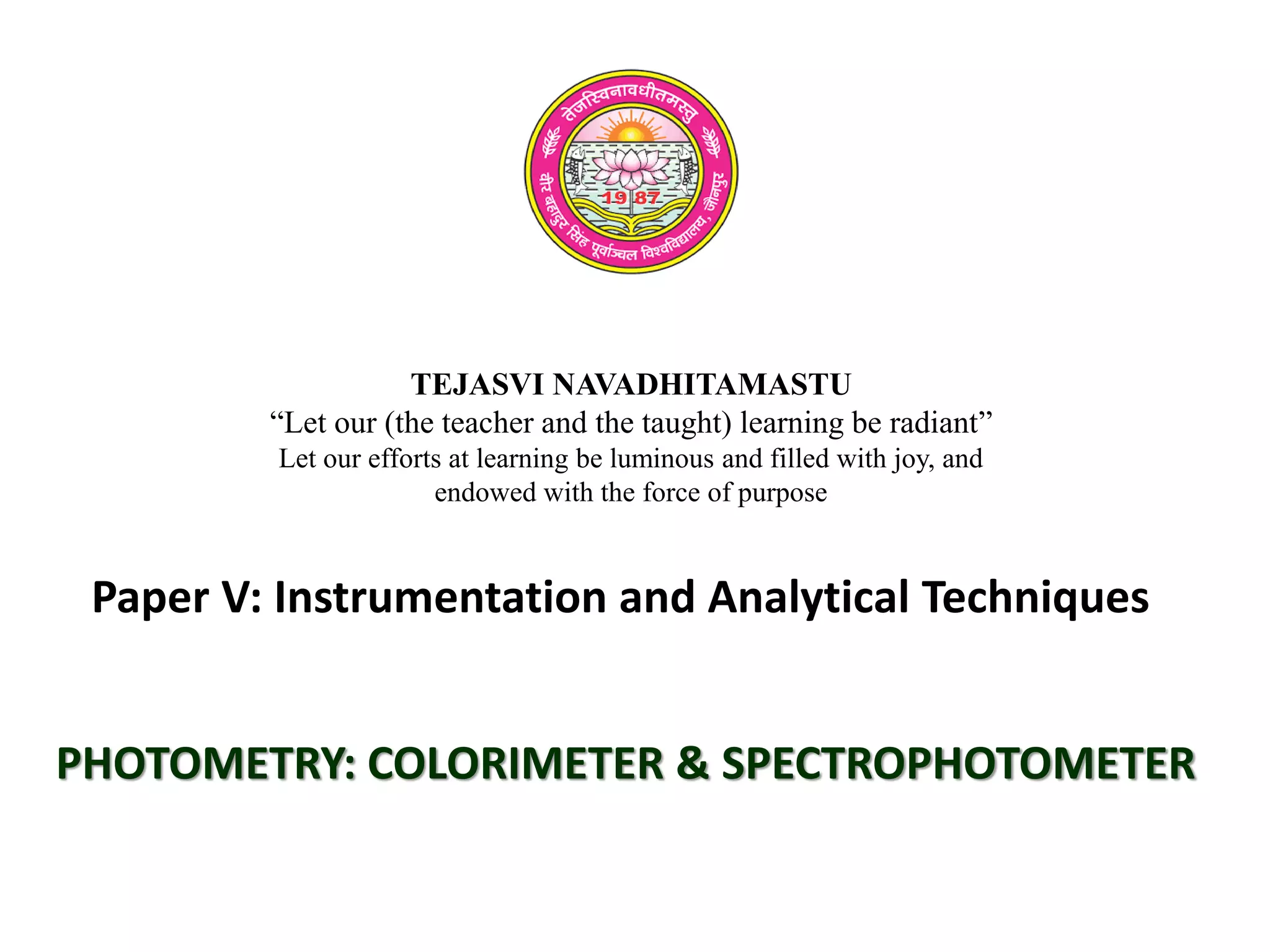 Prabhakar singh ii sem-paper v-colorimeter & spectrophotometer | PDF