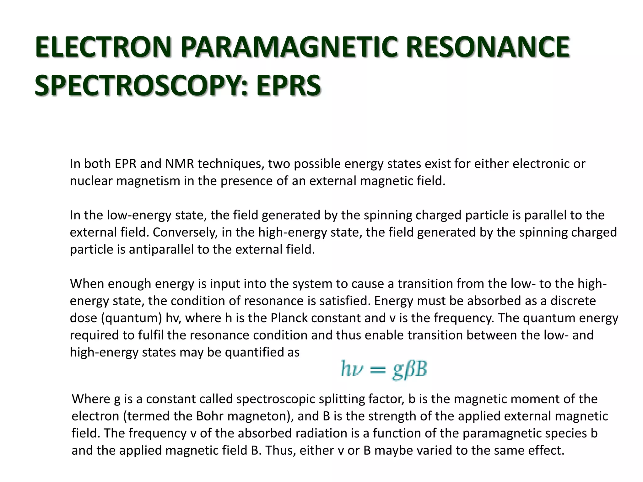 Prabhakar singh ii sem-paper v-nmr and epr spectroscopy | PPT