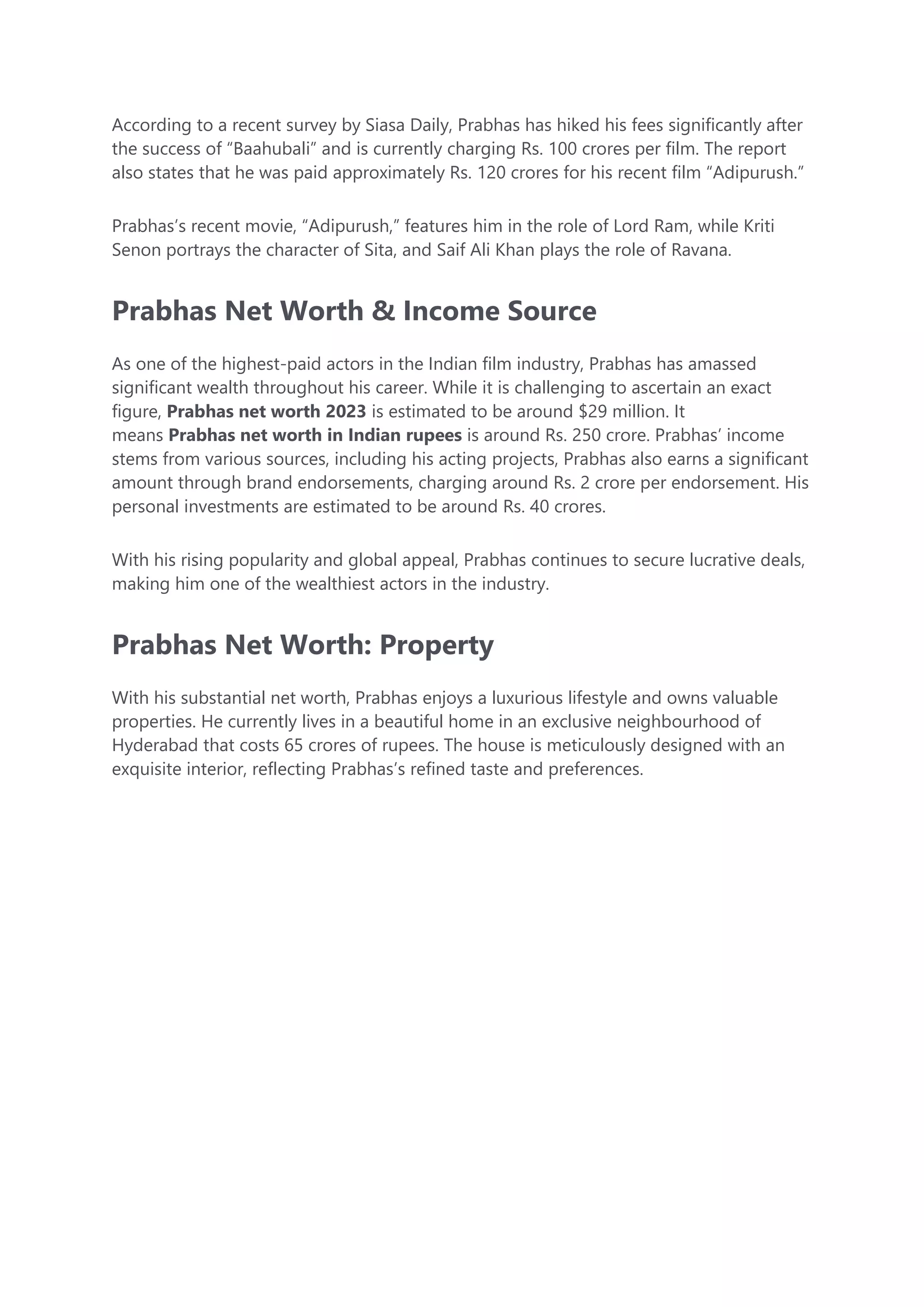 Prabhas Net Worth.pdf | Movies | Entertainment