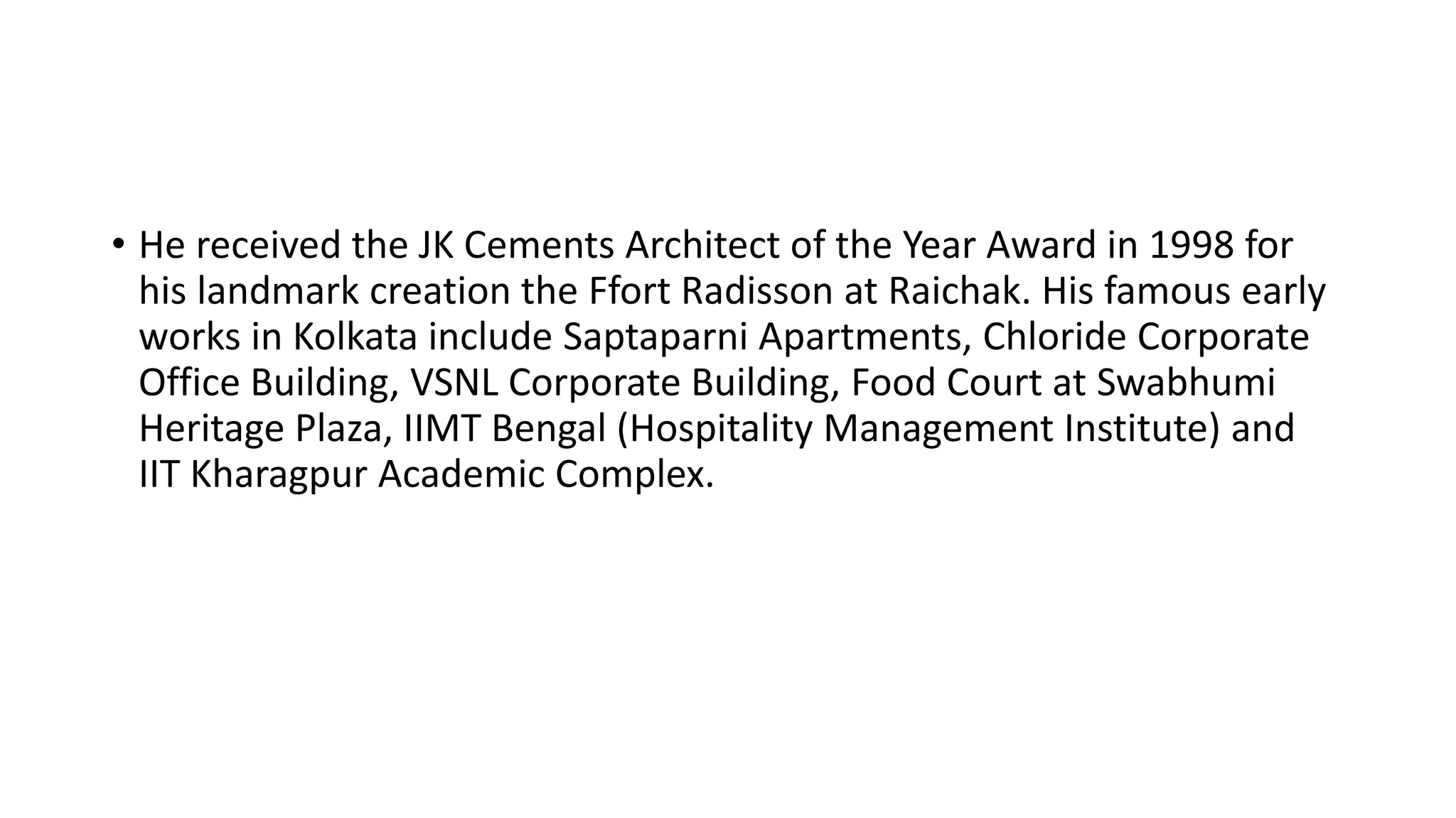 Prabir Mitra - Tribute to an Unsung Architect | PPTX