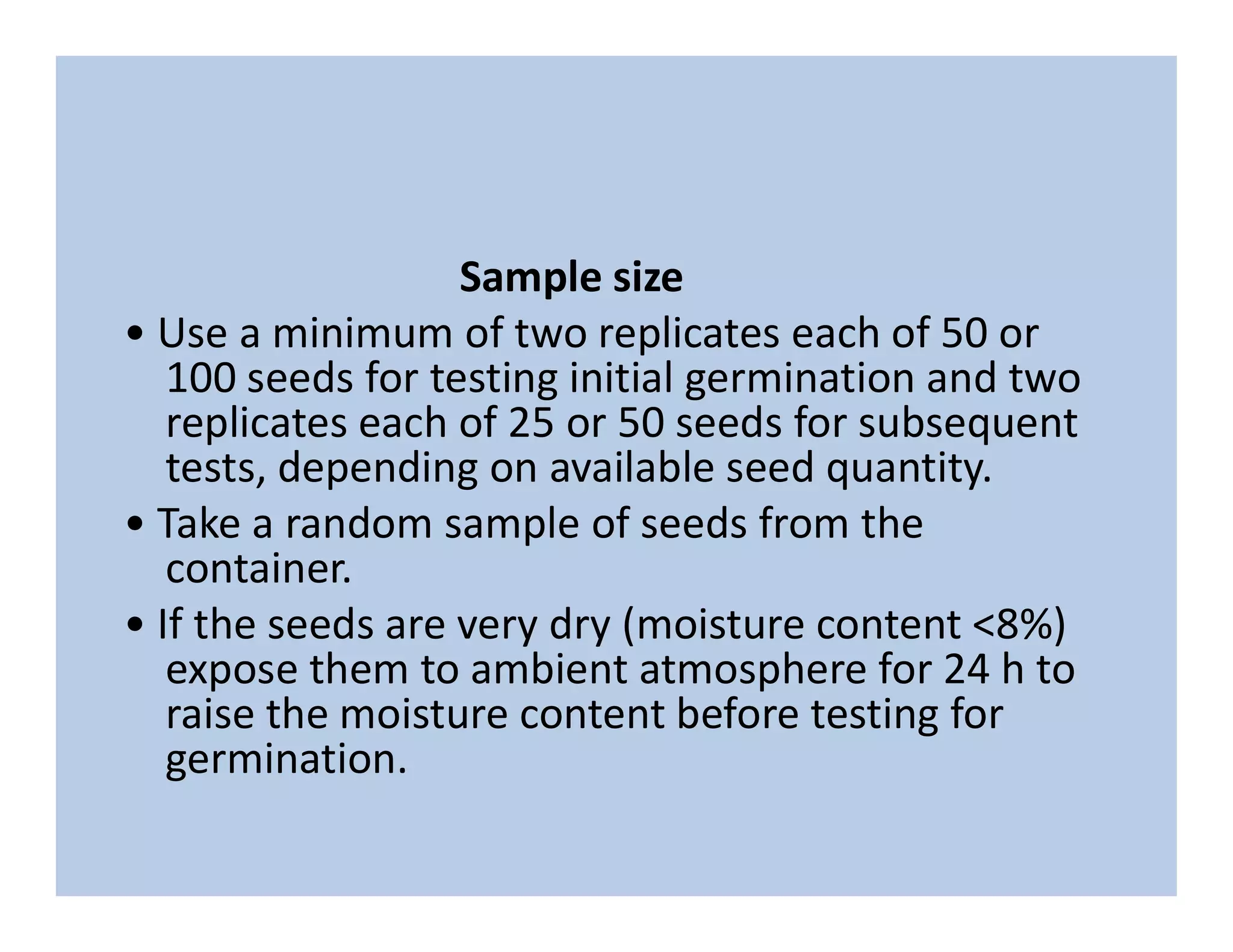 Seed Physical purity & germination tests | PDF